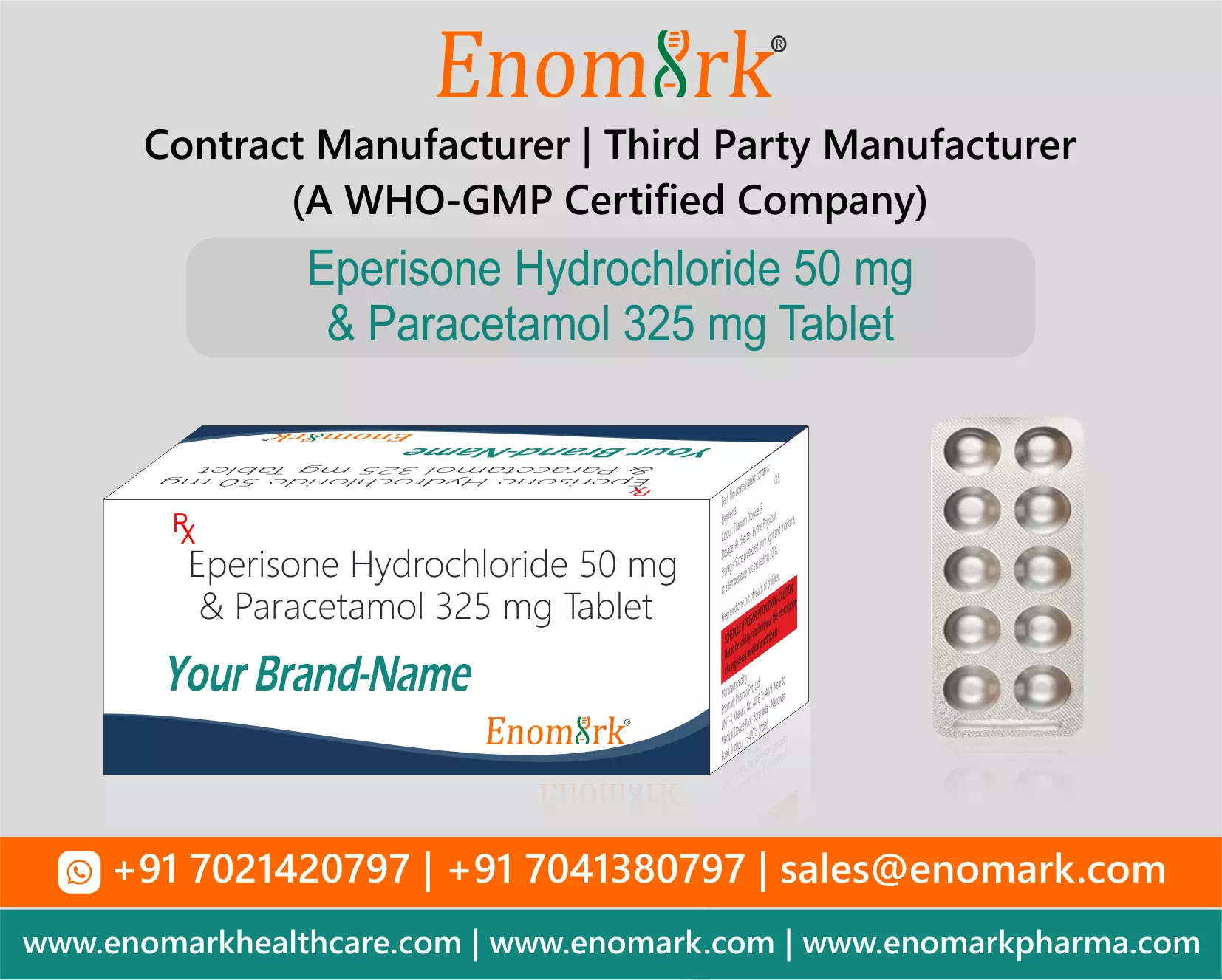 Eperisone Hydrochloride and Paracetamol Tablets Contract Manufacturer